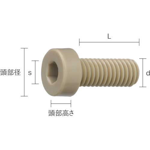 TRUSCO ポリエーテルエーテルケトン(PEEK)六角穴付低頭ボルト M5X8 50本入 BPEEK-LCM5X8の通販｜現場市場