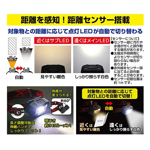 DBLTACT LED距離センサーヘッドライト DT-HL-06の通販｜現場市場