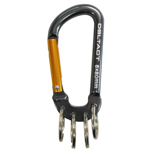DBLTACT アルミカラビナ キーリング付 4連 ガンメタ×ゴールド DT-AKT-381の通販｜現場市場